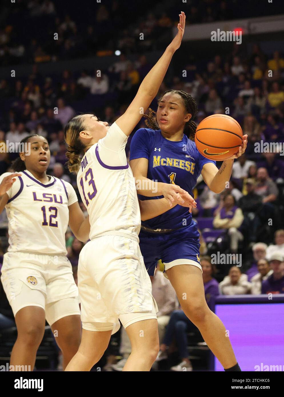 Baton Rouge, USA. 12th Dec, 2023. McNeese Cowgirls guard Azjah Reeves ...