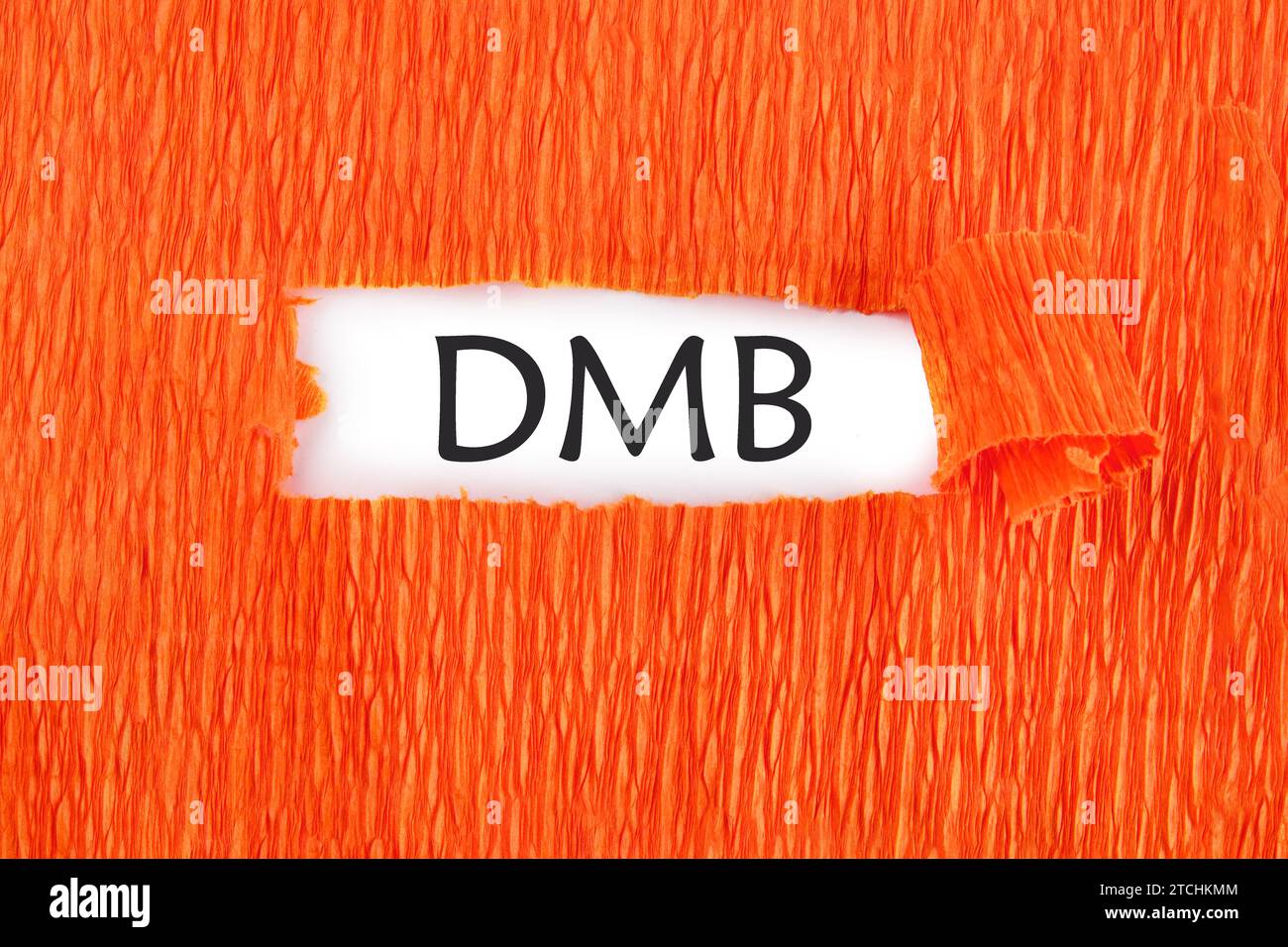 DMB the text under the torn paper is orange on a white background Stock ...