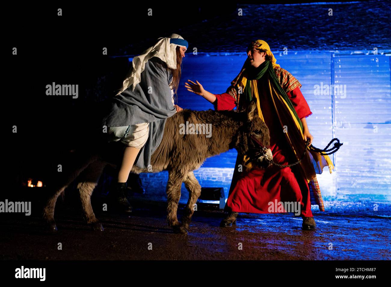 Actors playing Mary and Joseph during the dress rehearsal for the ...
