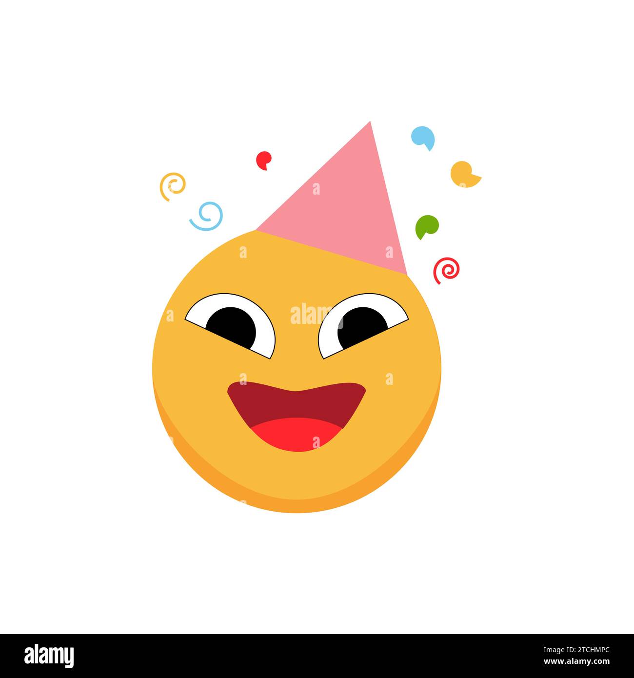 Happy smiley. Birthday cap. Cartoon emoji. Vector illustration Stock ...