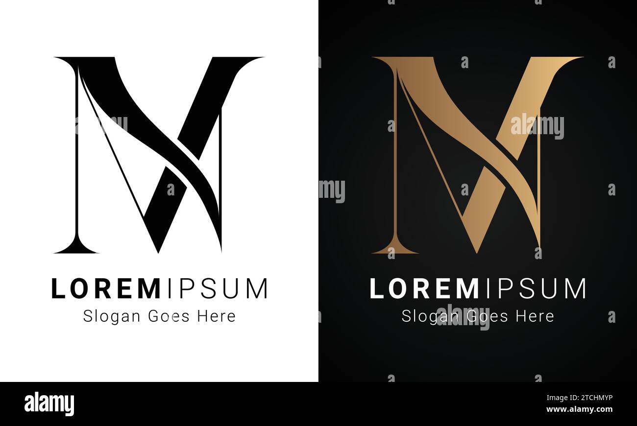 Luxury Initial NV or VN Monogram Text Letter Logo Design Stock Vector ...