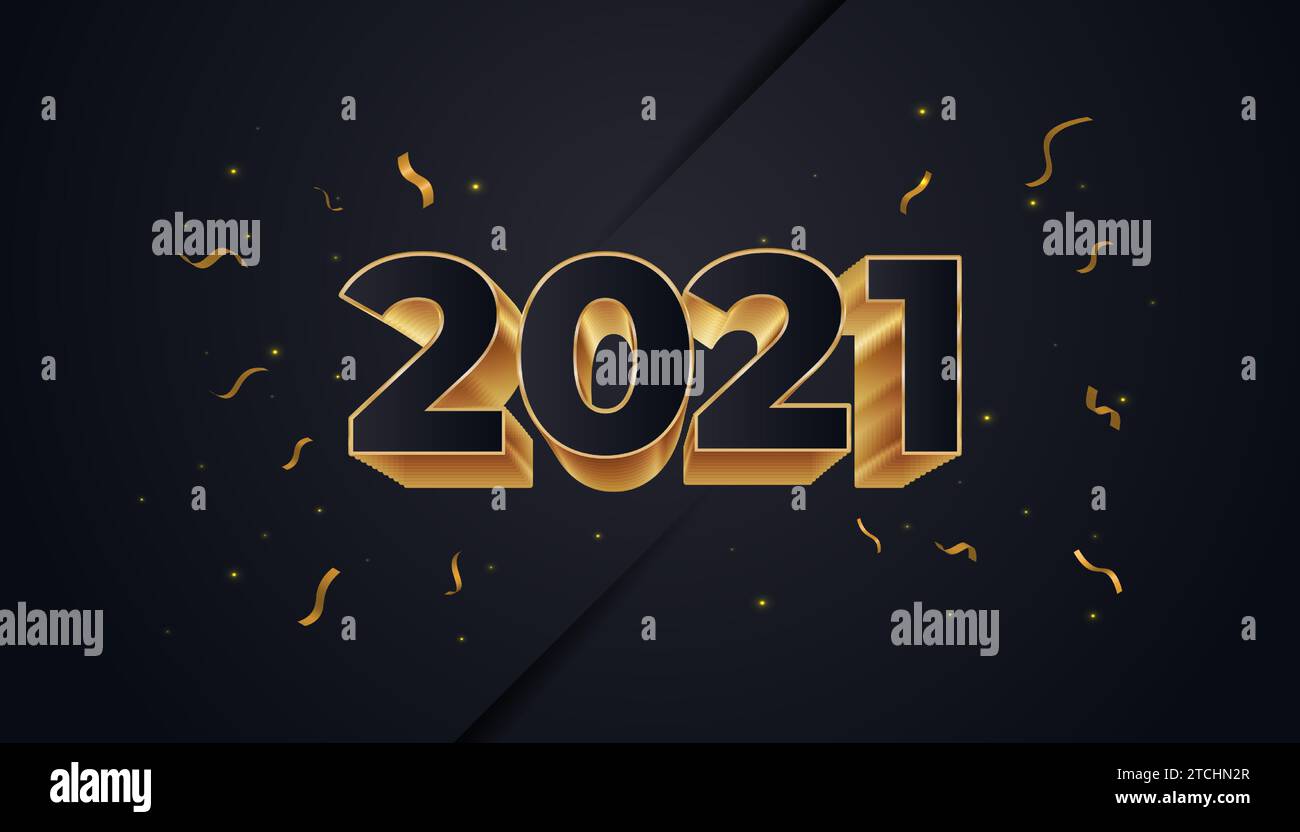 Happy new year 2021. Holiday vector with black and gold 2021 numbers ...