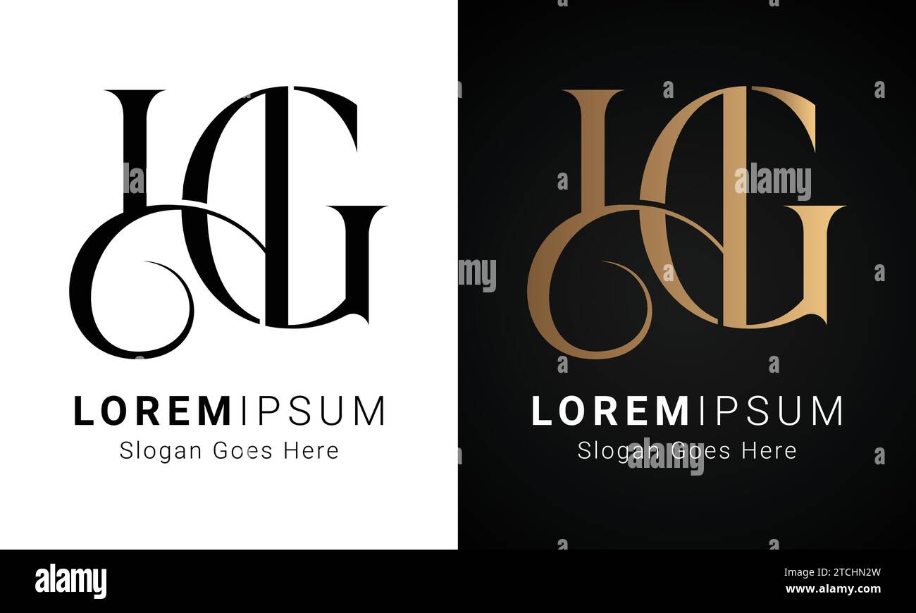 Luxury Initial HG or GH Monogram Text Letter Logo Design Stock Vector ...