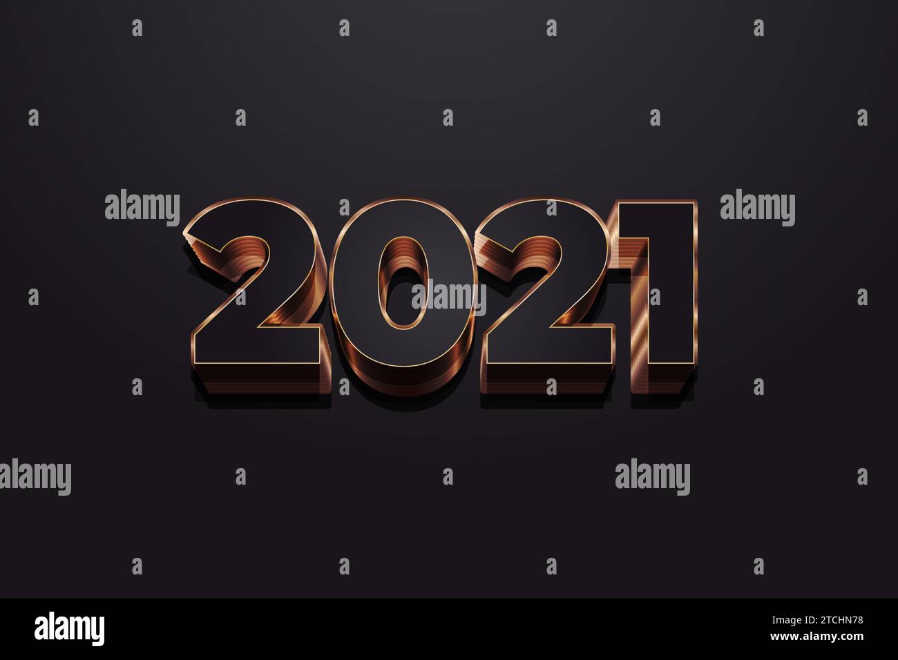Elegant 3d 2021 numbers with black and gold concept isolated on dark ...