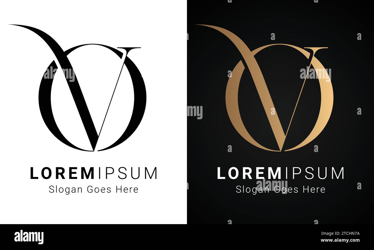 Luxury Initial VO or OV Monogram Text Letter Logo Design Stock Vector ...