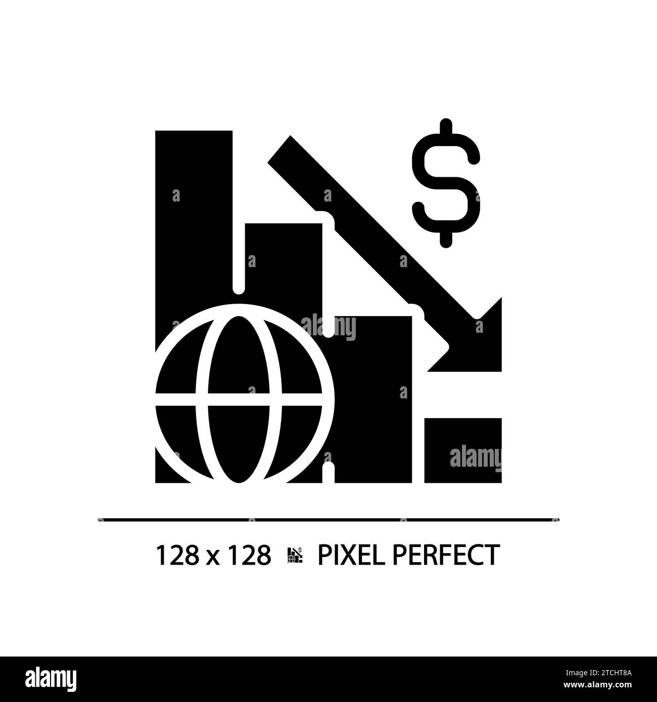 2D pixel perfect simple glyph style global crisis icon Stock Vector ...