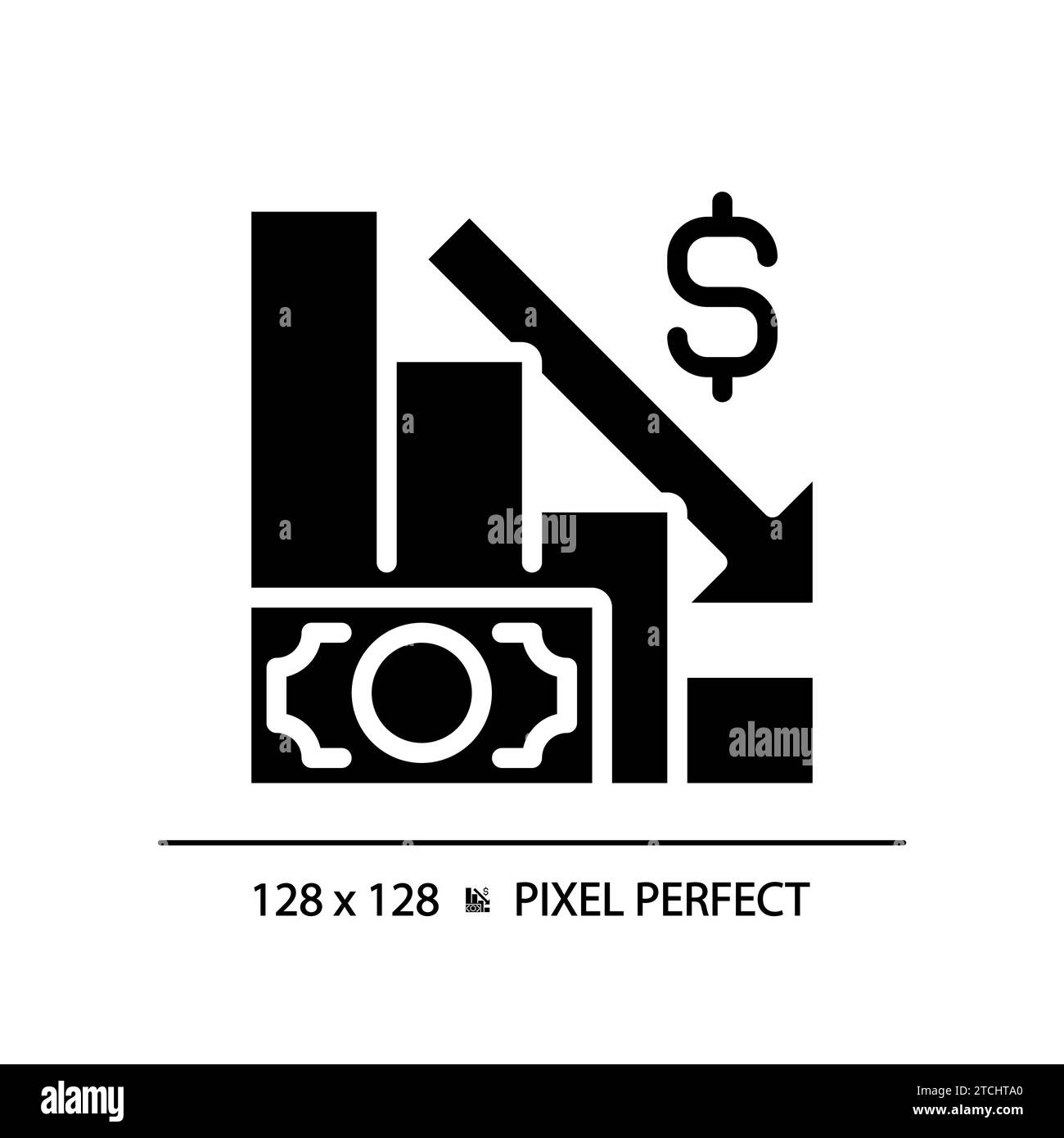 2D simple pixel perfect glyph style economic crisis icon Stock Vector ...