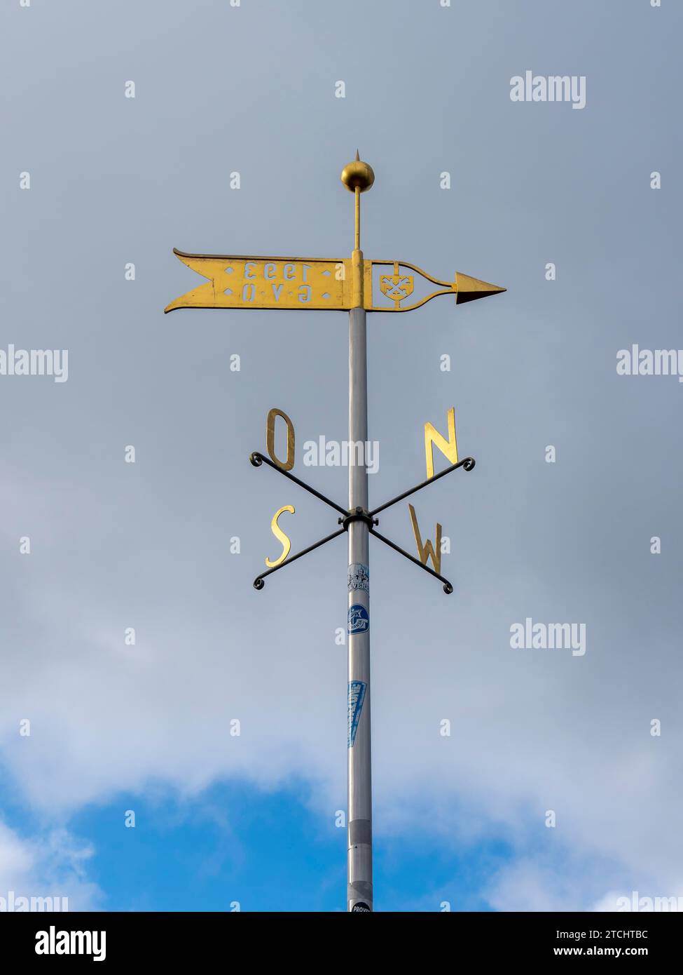Metal wind arrow and wind chime for indicating cardinal points, north ...