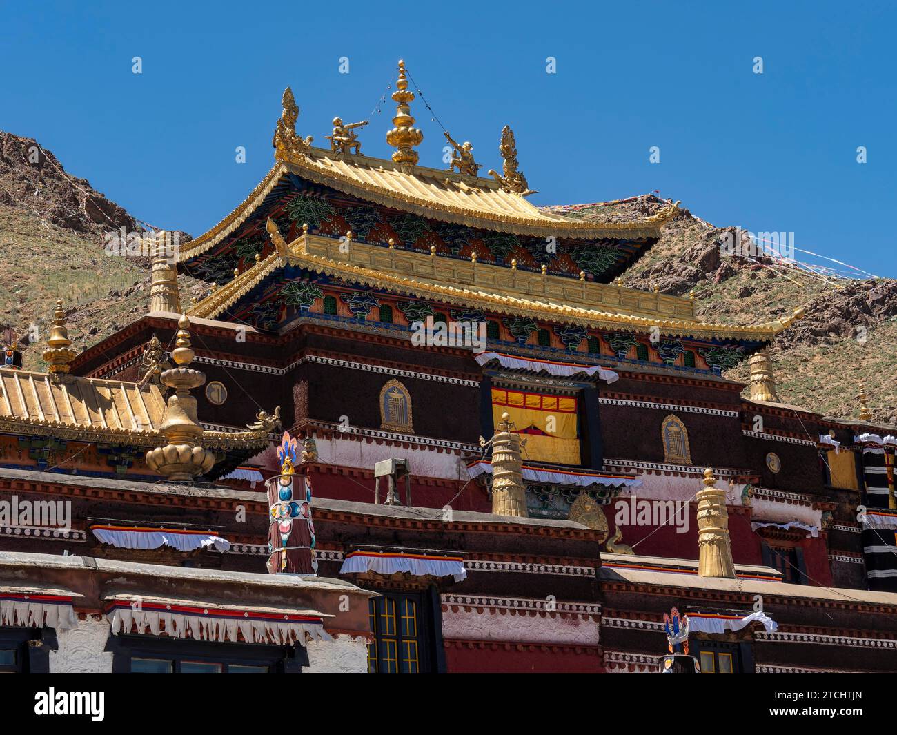 Magnificent golden roofs, Xigaze Monastery, Tibet, China Stock Photo ...