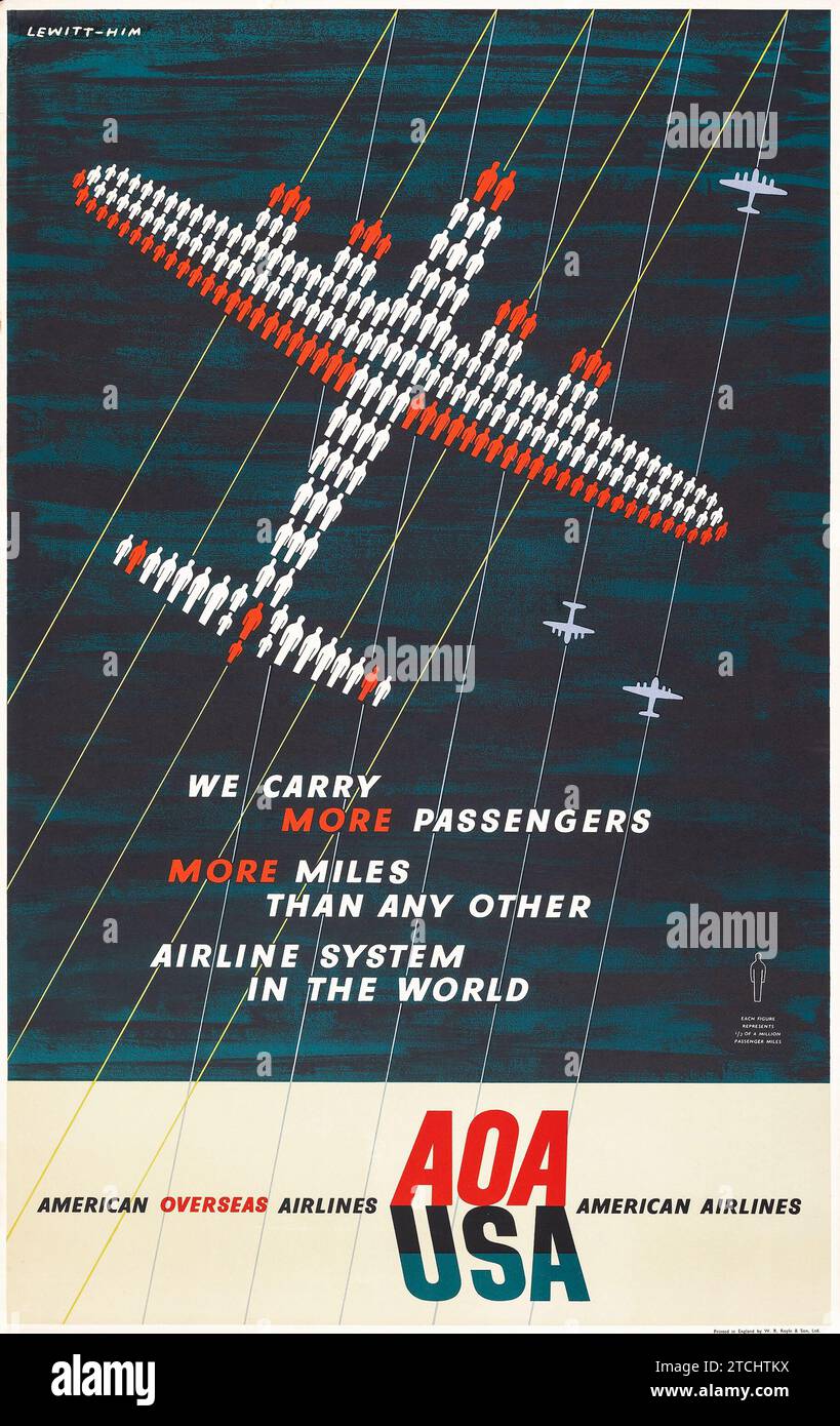 AOA - USA (American Overseas Airlines, 1940s). British Travel Poster ...