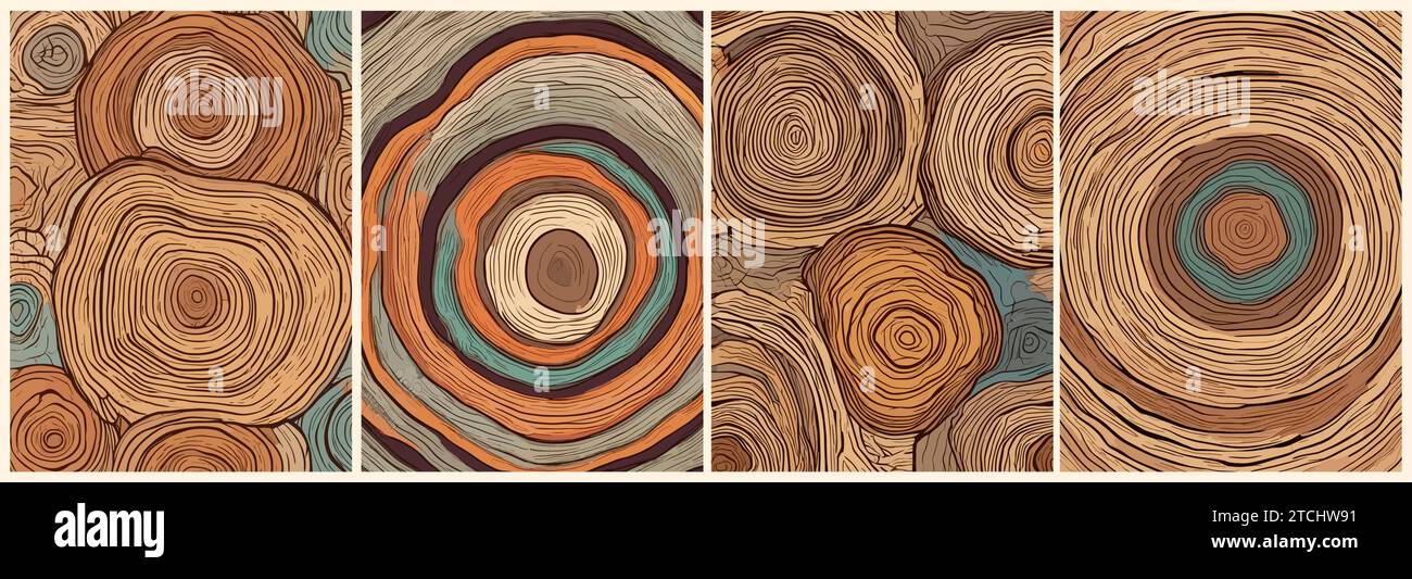 Wooden background with abstract tree rings texture Stock Vector Image ...