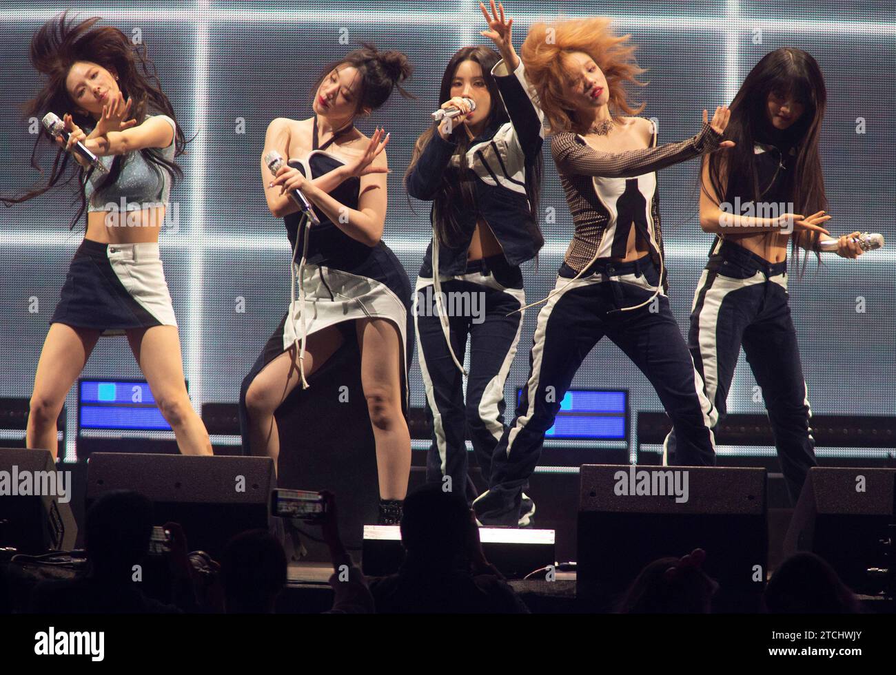 Miyeon, from left, Yuqi, Soyeon, Minnie, and Shuhua of the group (G)I-DLE perform in concert ...