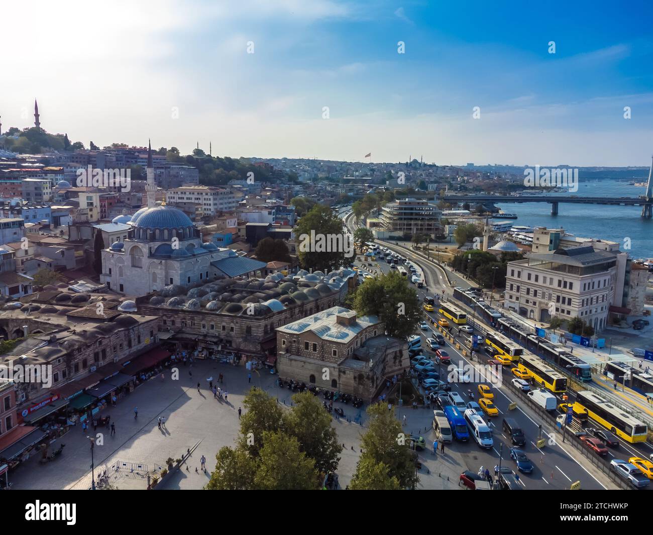 Istanbul, Turkey - September 1 2023: Drone view of urban life in the ...