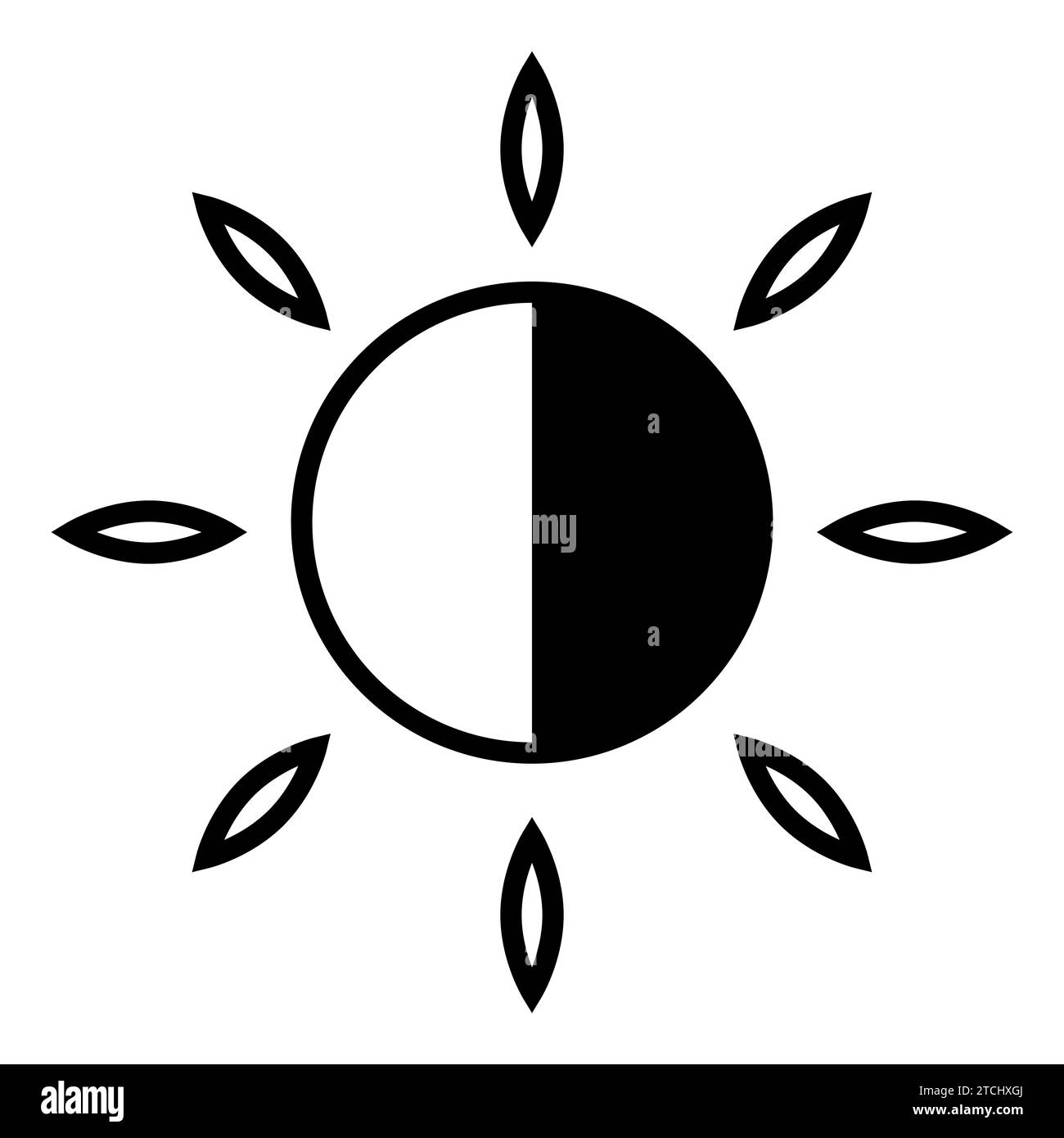 Image brightness adjustment icon, brightness sign black white circle ...