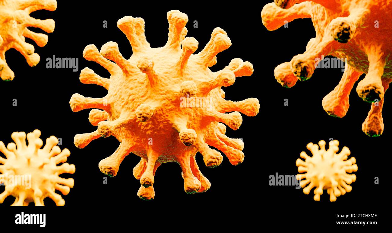 Image of Flu COVID-19 virus cell under the microscope on the blood ...