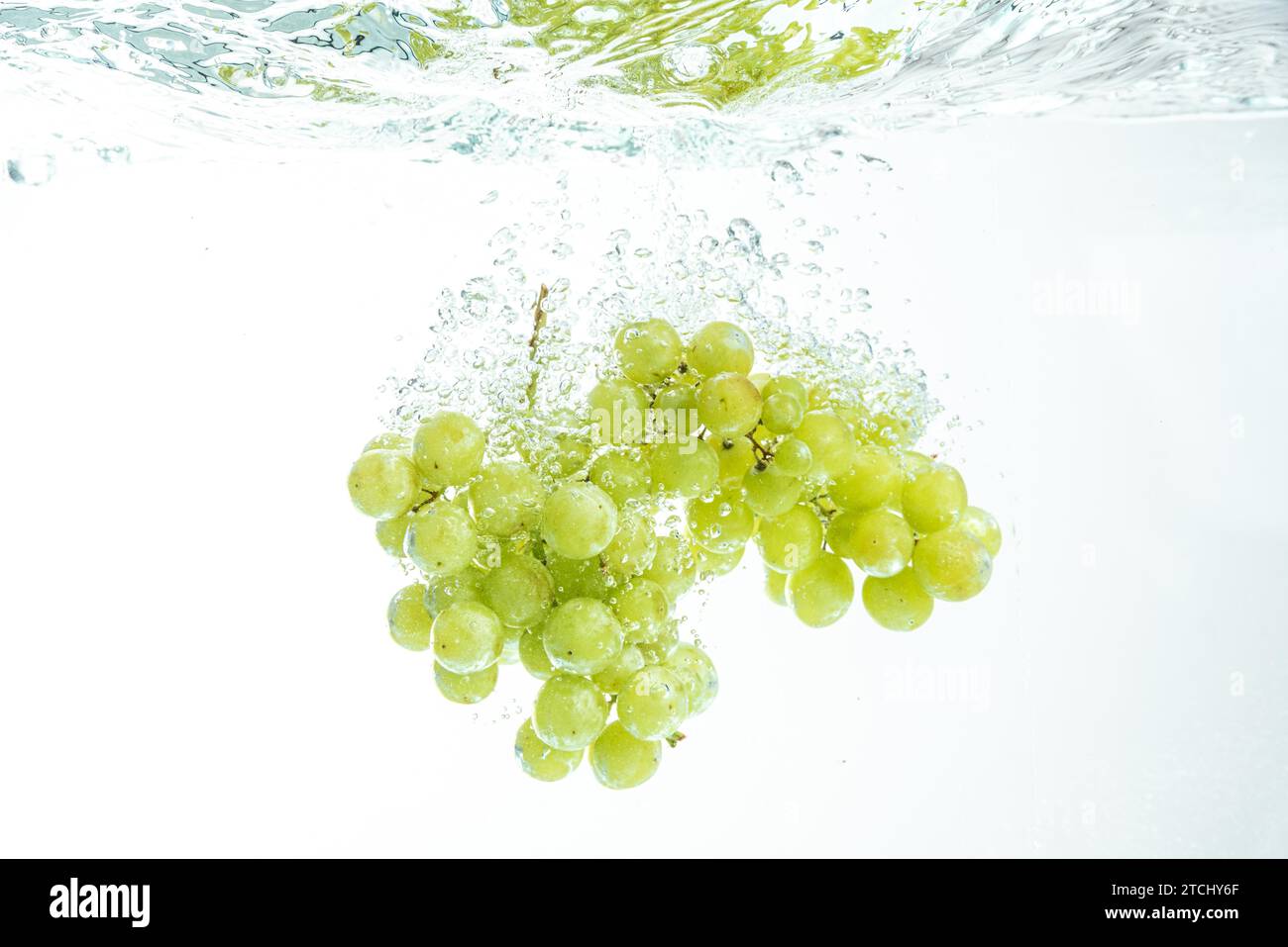 Fresh Muscat white Grapes Falling Into Water with splash Isolated on ...