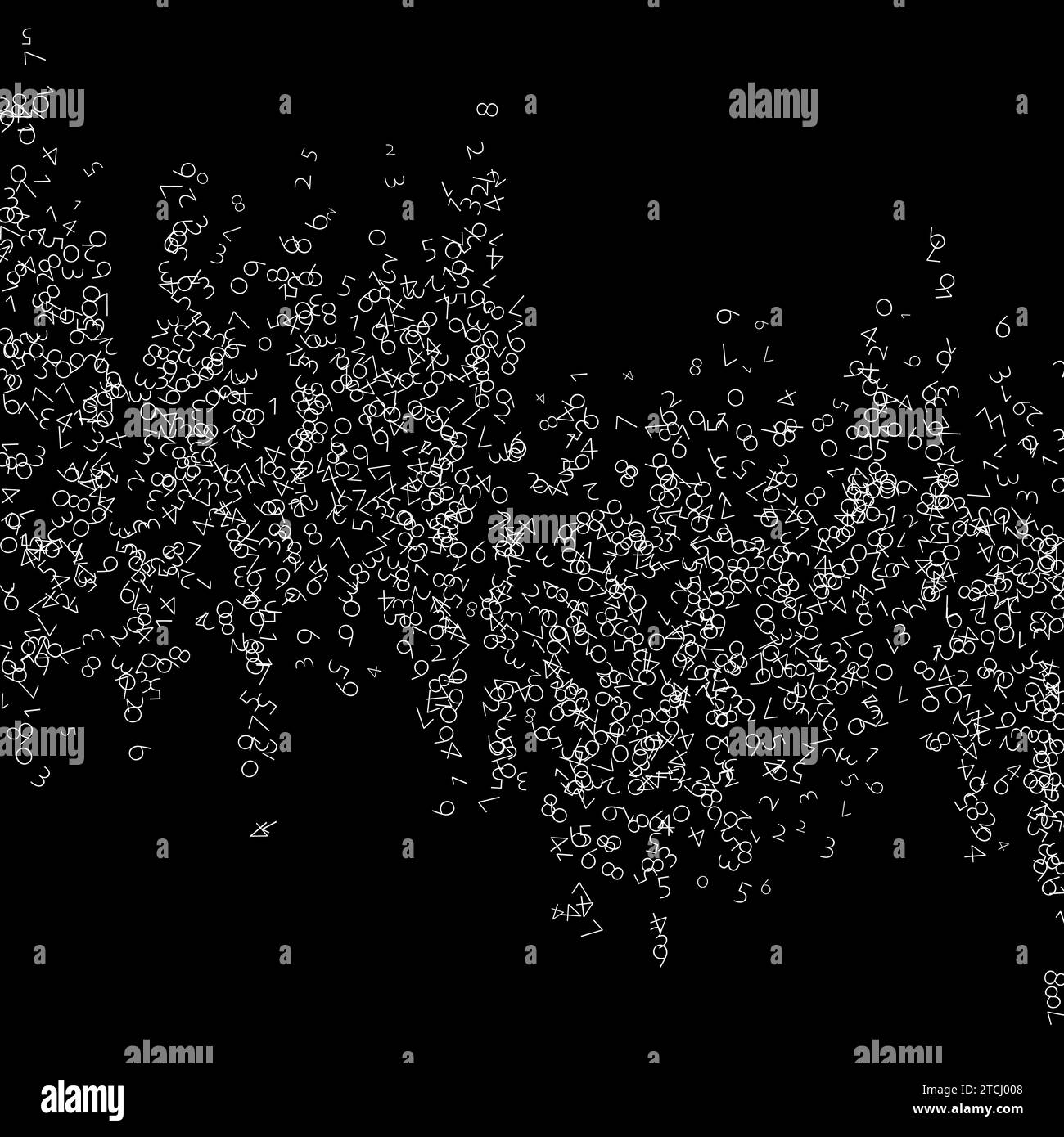 Falling numbers, big data concept. Binary white chaotic flying digits ...