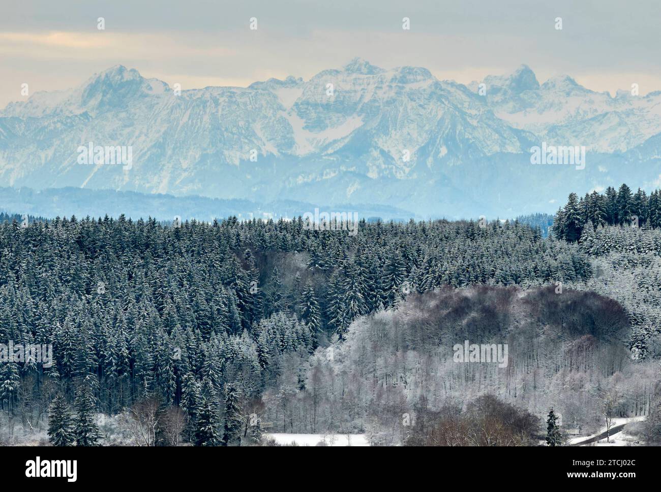 Drone photo of the Bavarian landscape in Marktoberdorf, Germany, Nov 29 ...
