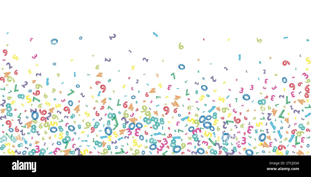 Falling colorful messy numbers. Math study concept with flying digits ...
