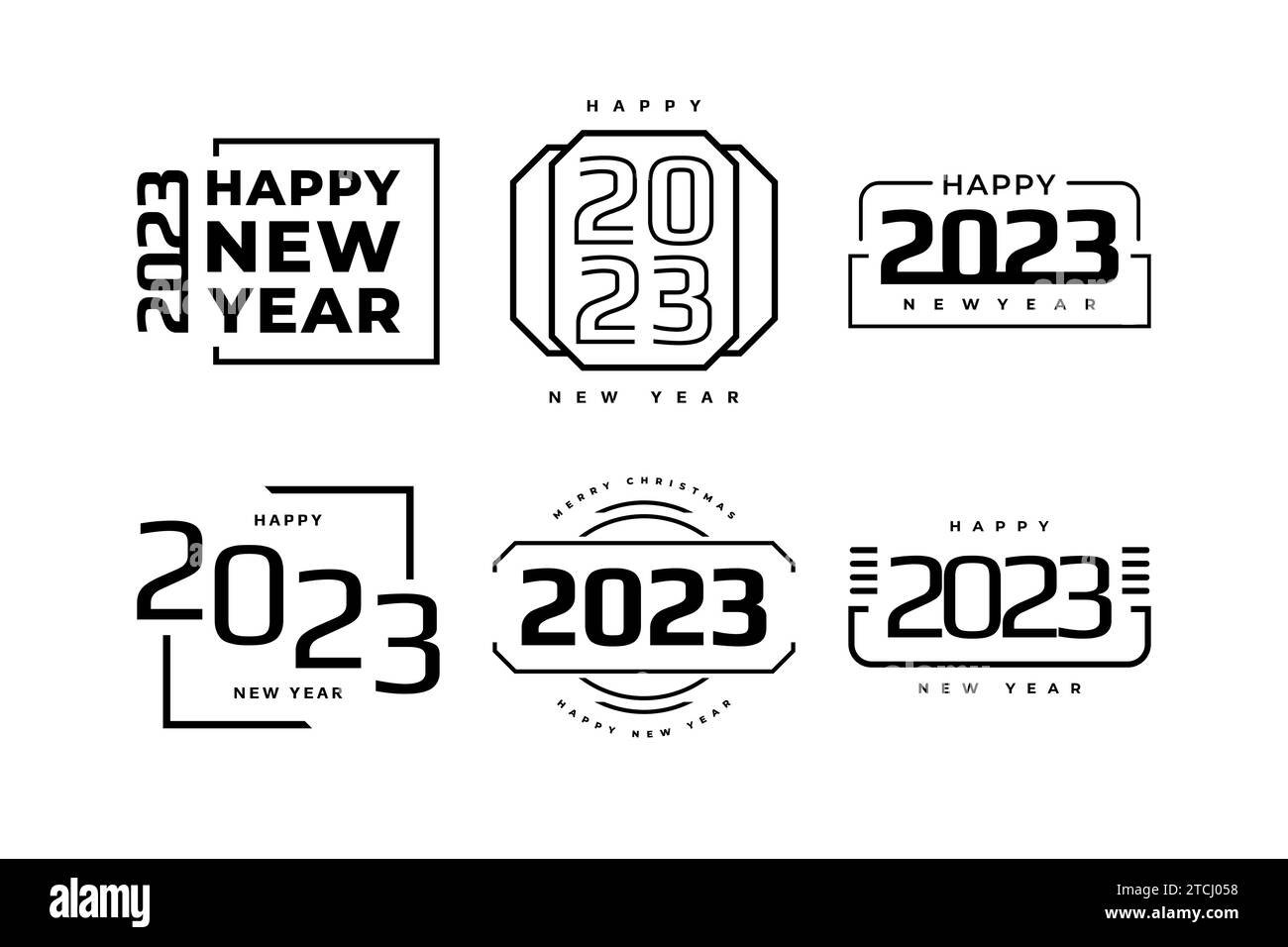 Set of 2023 Happy New Year Logo Text Design. 2023 Happy New Year Symbol ...