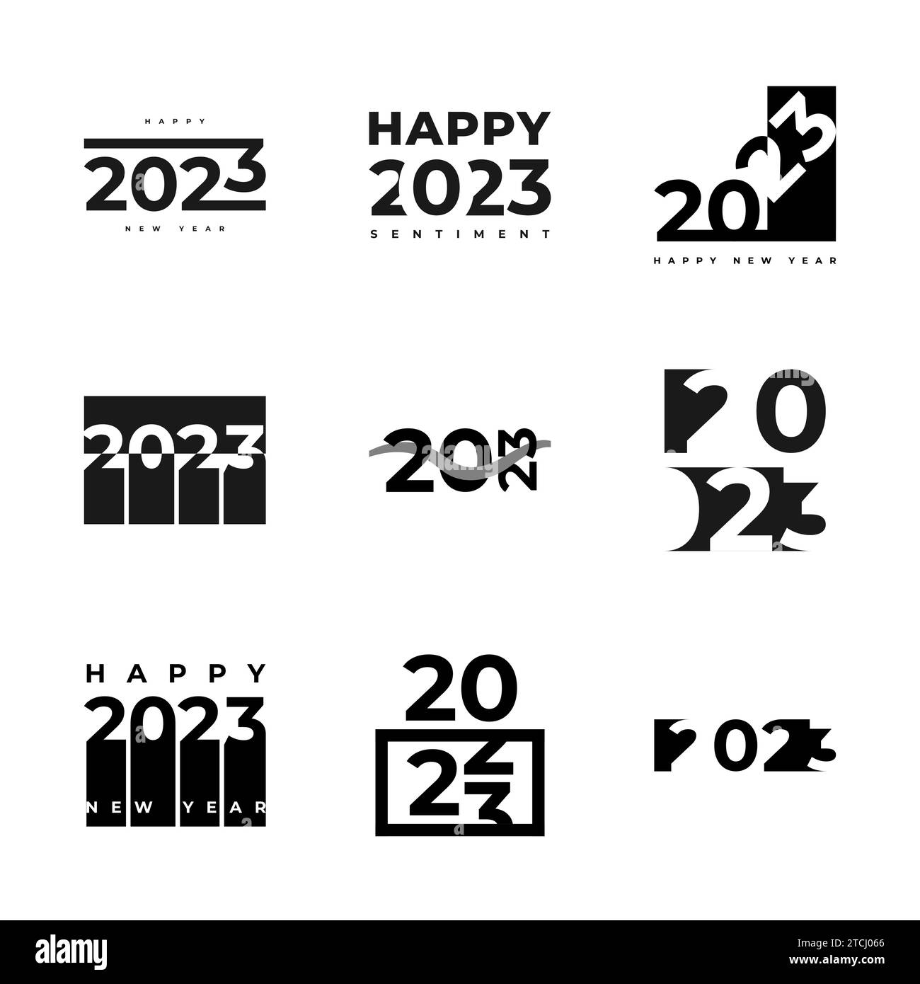 Set of 2023 Happy New Year Logo Text Design. 2023 Happy New Year Symbol ...