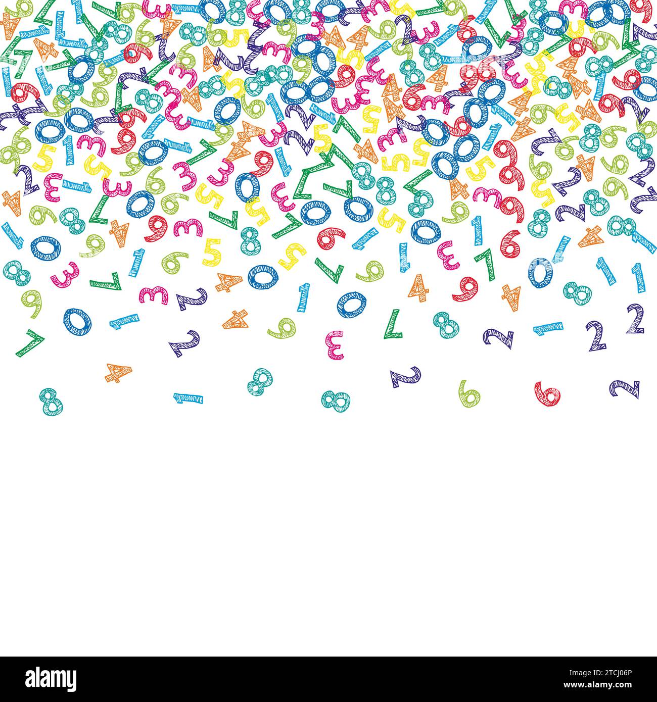 Falling colorful sketch numbers. Math study concept with flying digits ...