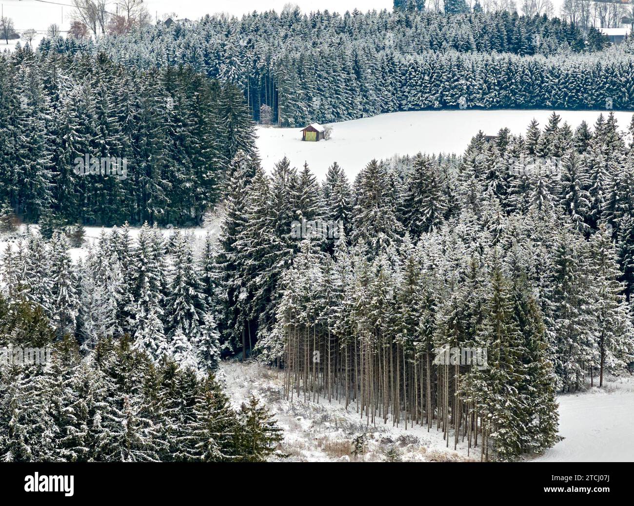 Drone photo of the Bavarian landscape in Marktoberdorf, Germany, Nov 29 ...