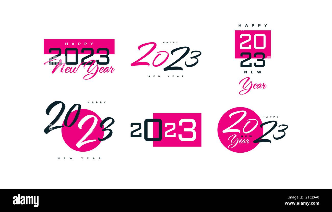 Set of 2023 Happy New Year Logo Text Design. 2023 Happy New Year Symbol ...