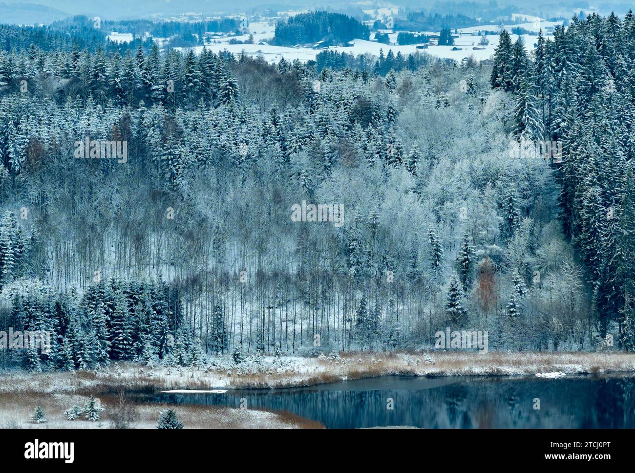 Drone photo of the Bavarian landscape in Marktoberdorf, Germany, Nov 29 ...