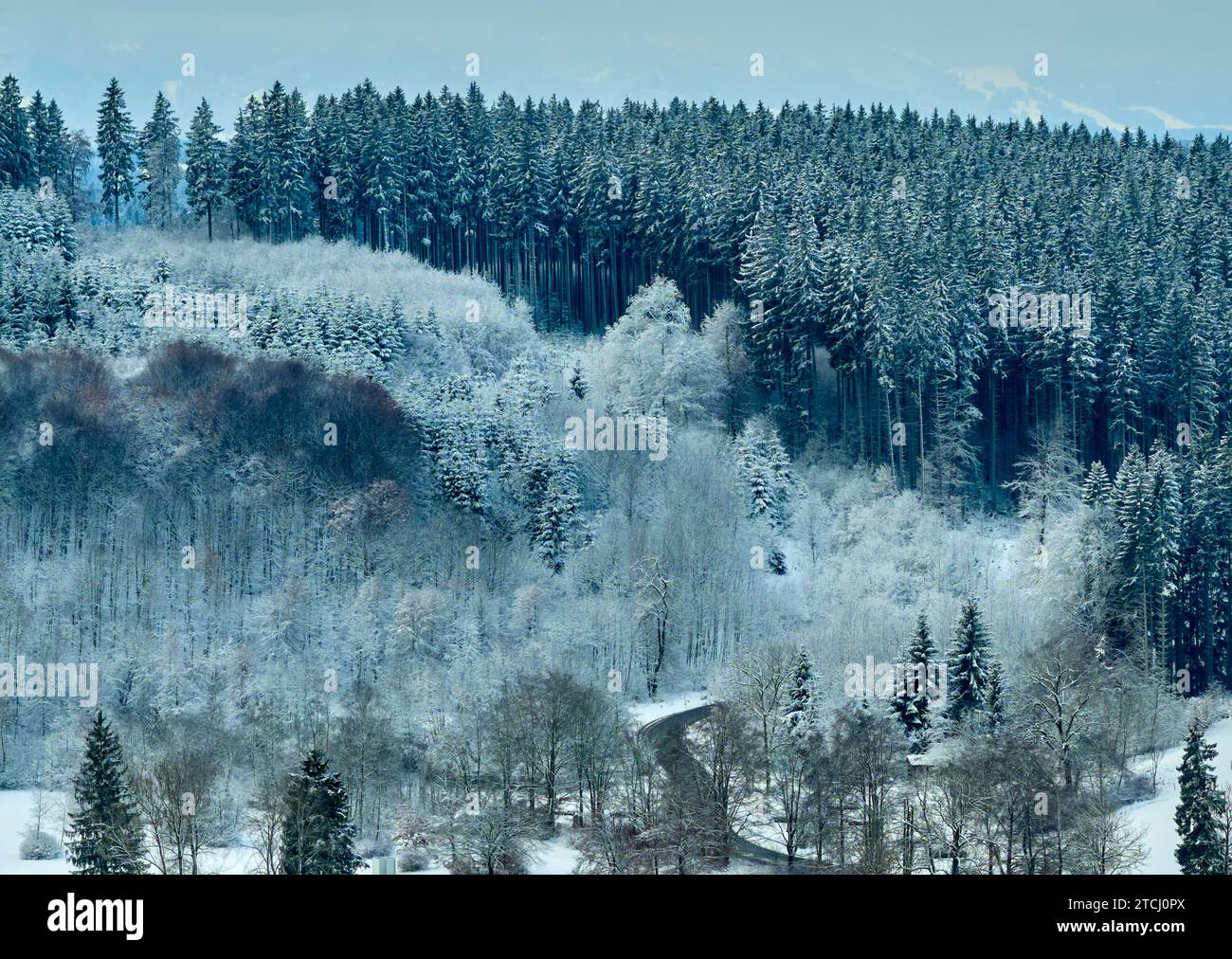 Drone photo of the Bavarian landscape in Marktoberdorf, Germany, Nov 29 ...