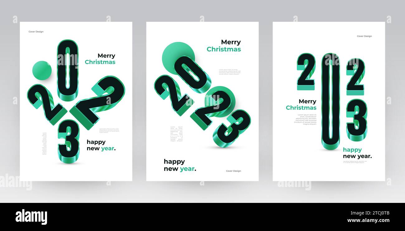Happy New Year 2023 Poster Set with 3D Numbers. New Year Design ...