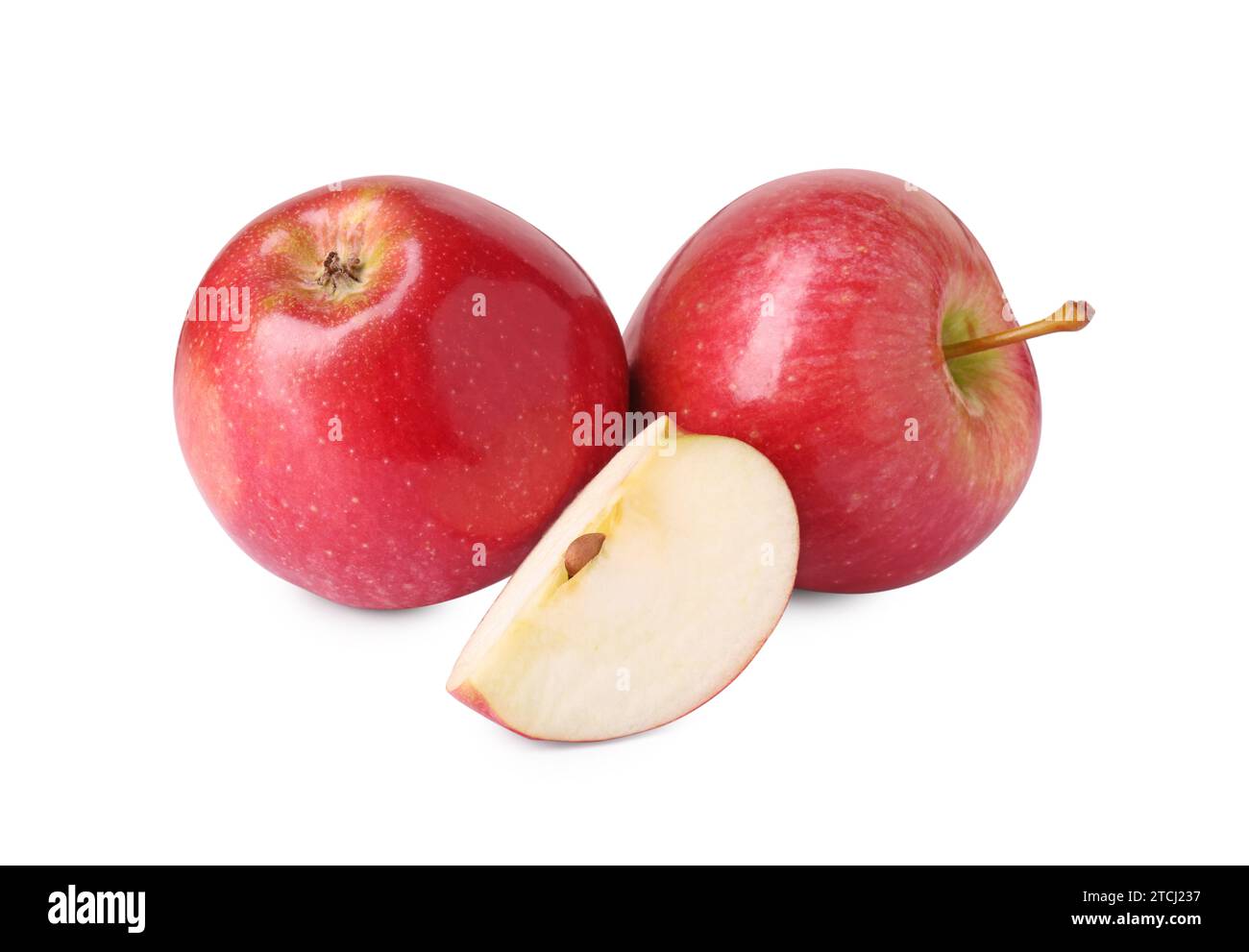 Whole and cut red apples isolated on white Stock Photo - Alamy