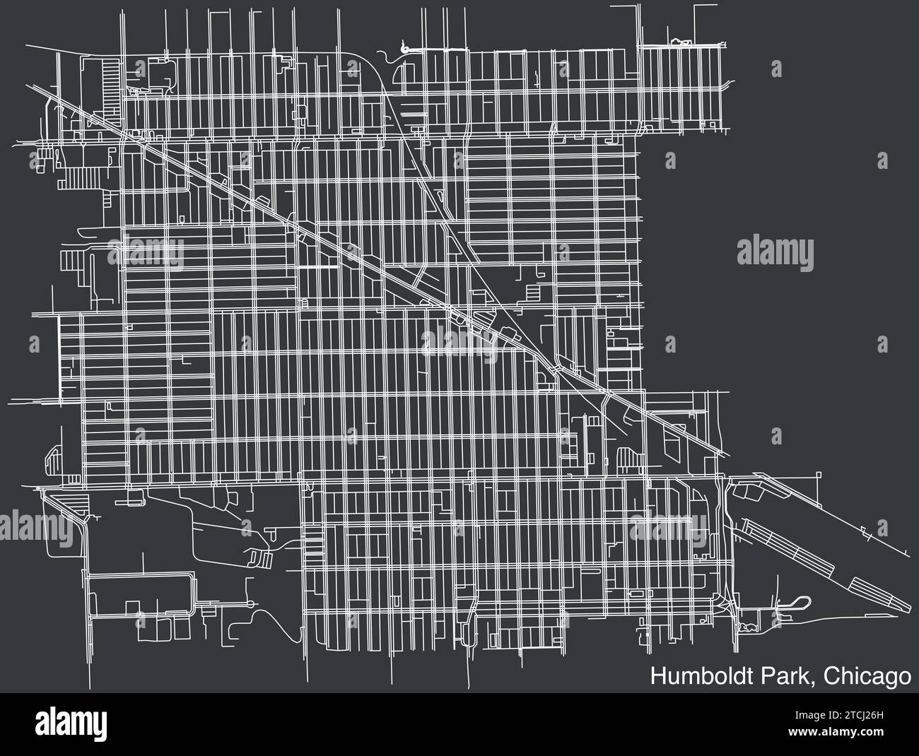 Street roads map of the HUMBOLDT PARK COMMUNITY AREA, CHICAGO Stock ...