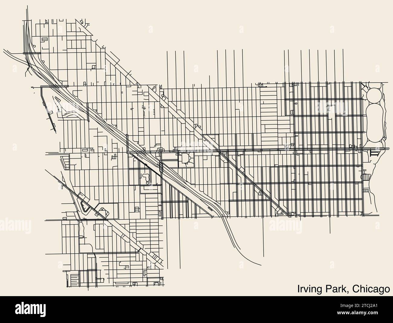 Street roads map of the IRVING PARK COMMUNITY AREA, CHICAGO Stock ...