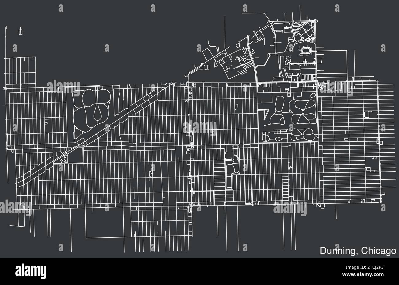 Street roads map of the DUNNING COMMUNITY AREA, CHICAGO Stock Vector ...