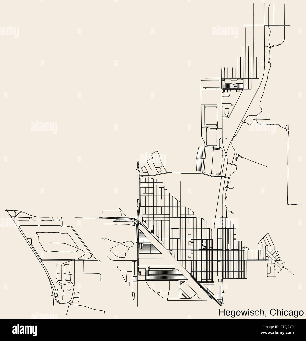 Street roads map of the HEGEWISCH COMMUNITY AREA, CHICAGO Stock Vector ...