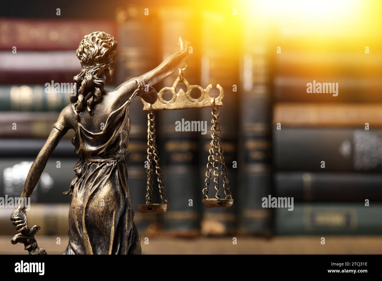 Symbol of fair treatment under law. Statue of Lady Justice against ...