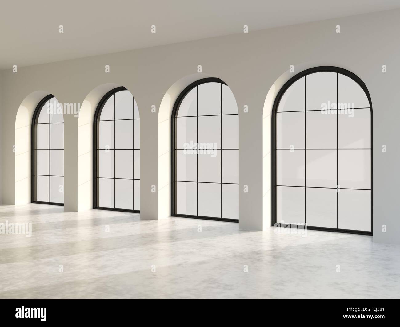 3D illustration. Modern arched black loft window Stock Photo - Alamy