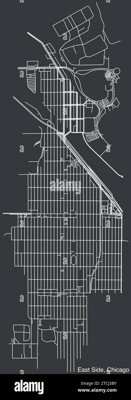 Street roads map of the EAST SIDE COMMUNITY AREA, CHICAGO Stock Vector ...
