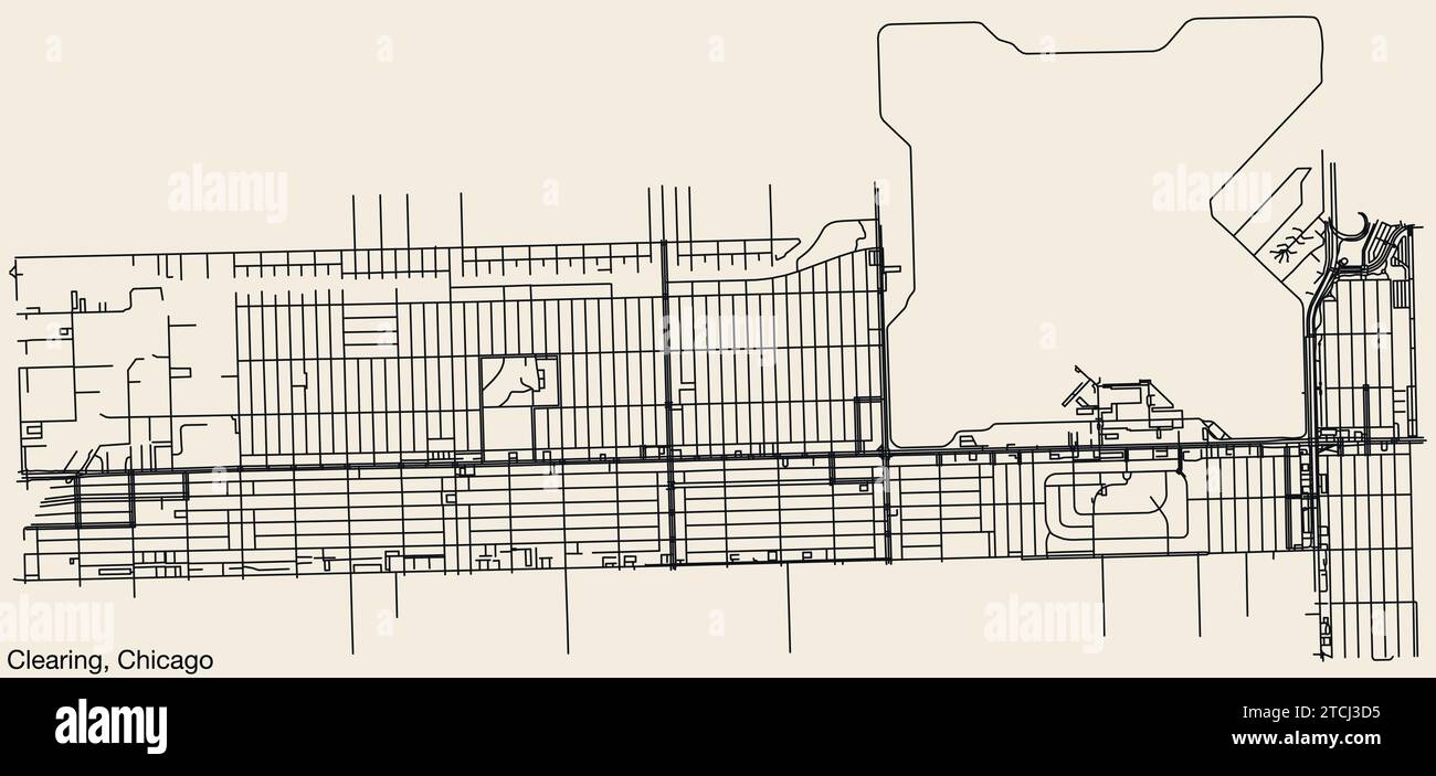 Street roads map of the CLEARING COMMUNITY AREA, CHICAGO Stock Vector ...