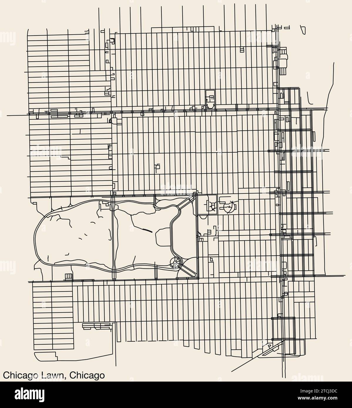 Street roads map of the CHICAGO LAWN COMMUNITY AREA, CHICAGO Stock ...