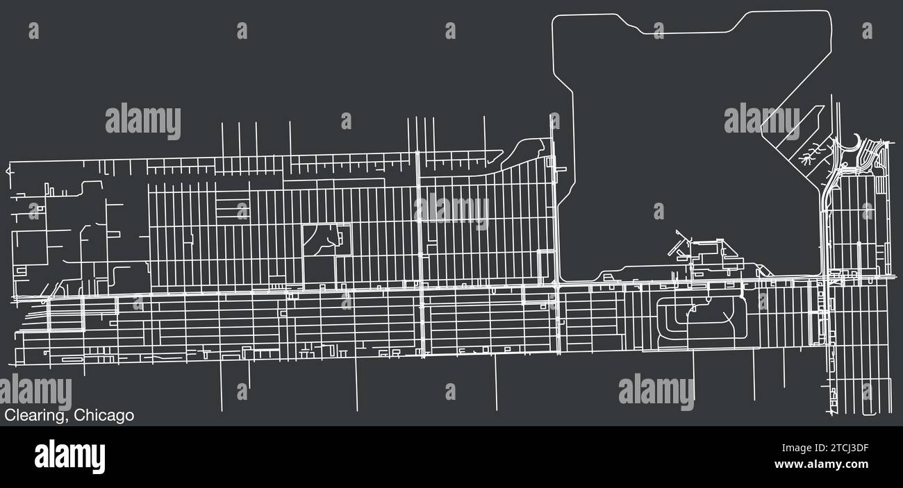 Street roads map of the CLEARING COMMUNITY AREA, CHICAGO Stock Vector ...