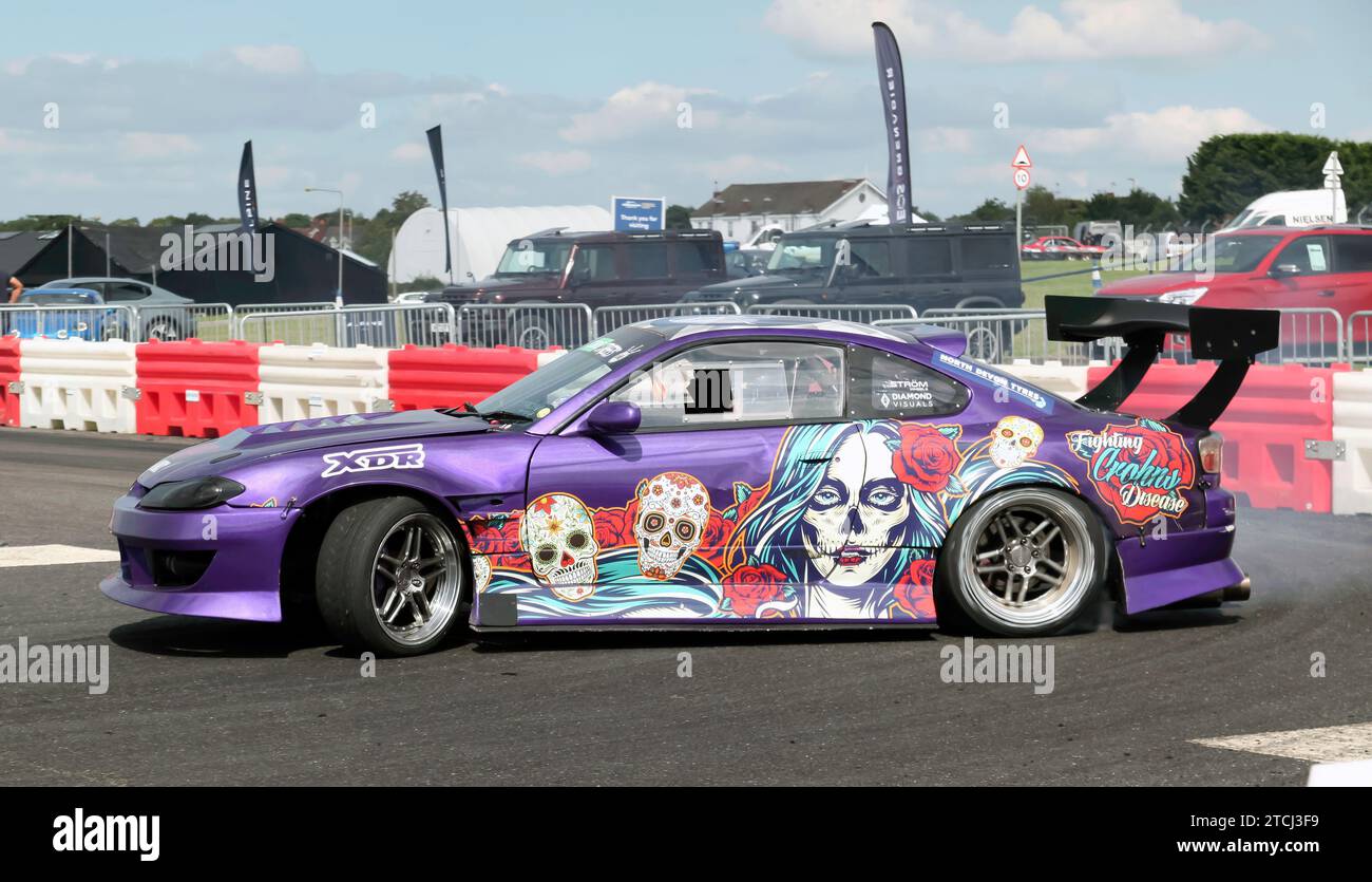 Colt Harve's Nissan s15 rb25 Drifting display at the 2023 British Motor ...
