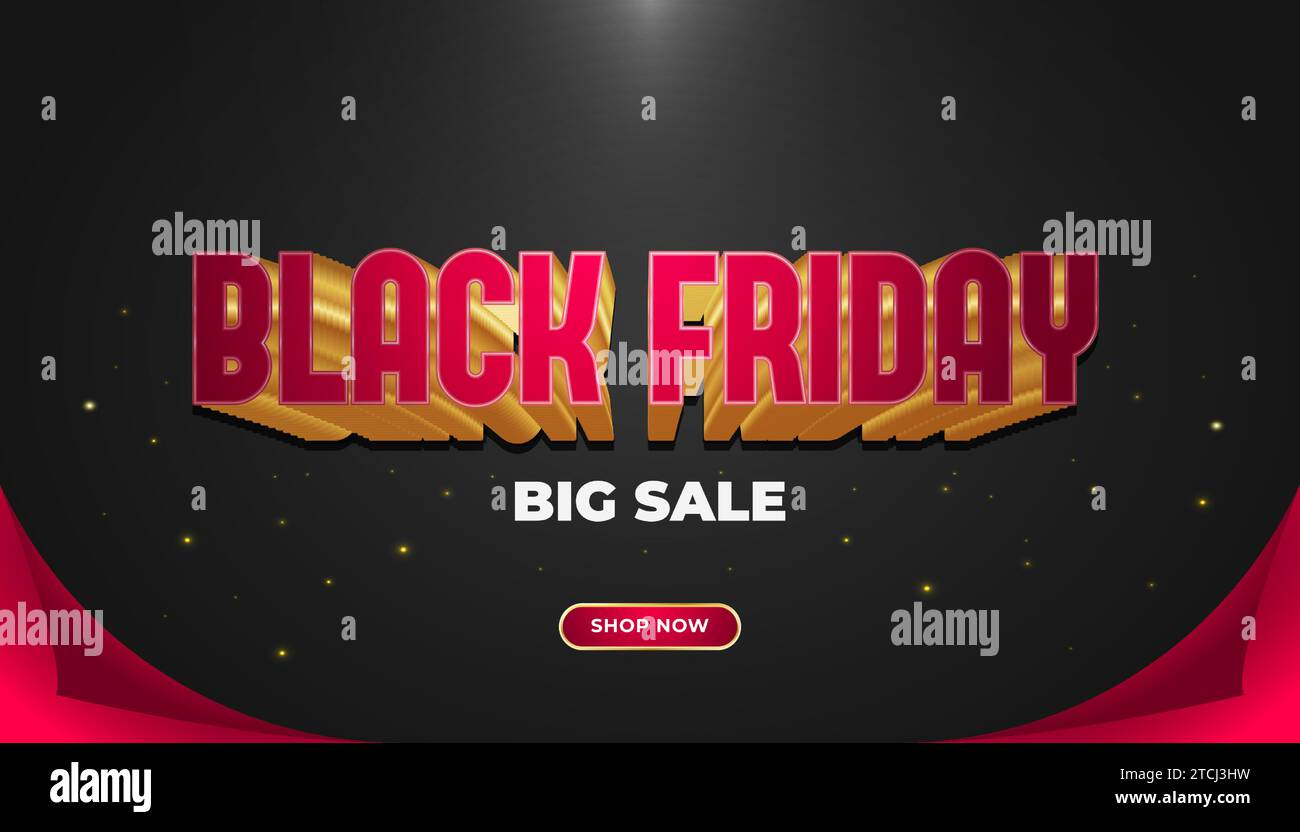 Black Friday sale banner with open wrapping paper concept and 3d luxury ...