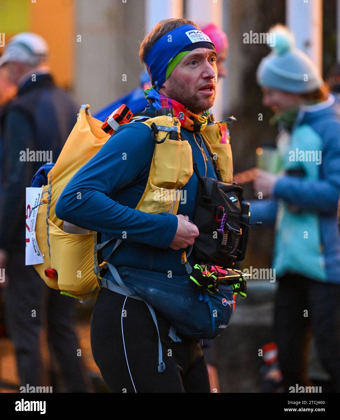 Mickleham, England. 13 December, 2023. Runners gather at the start for ...