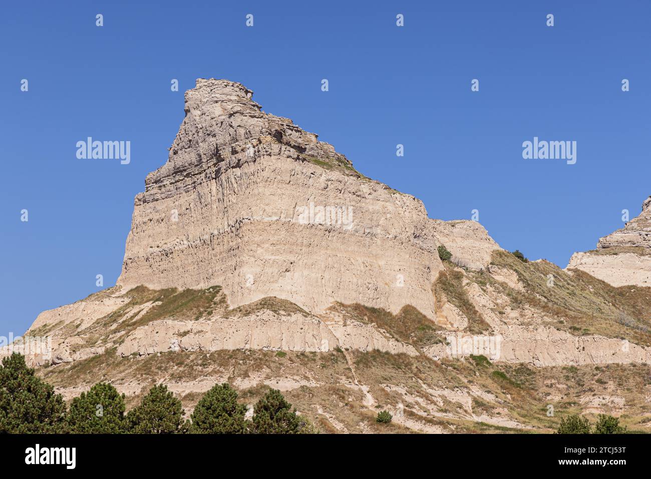 At the base of Eagle Rock at the Mitchell Pass on the Oregon Trail near ...