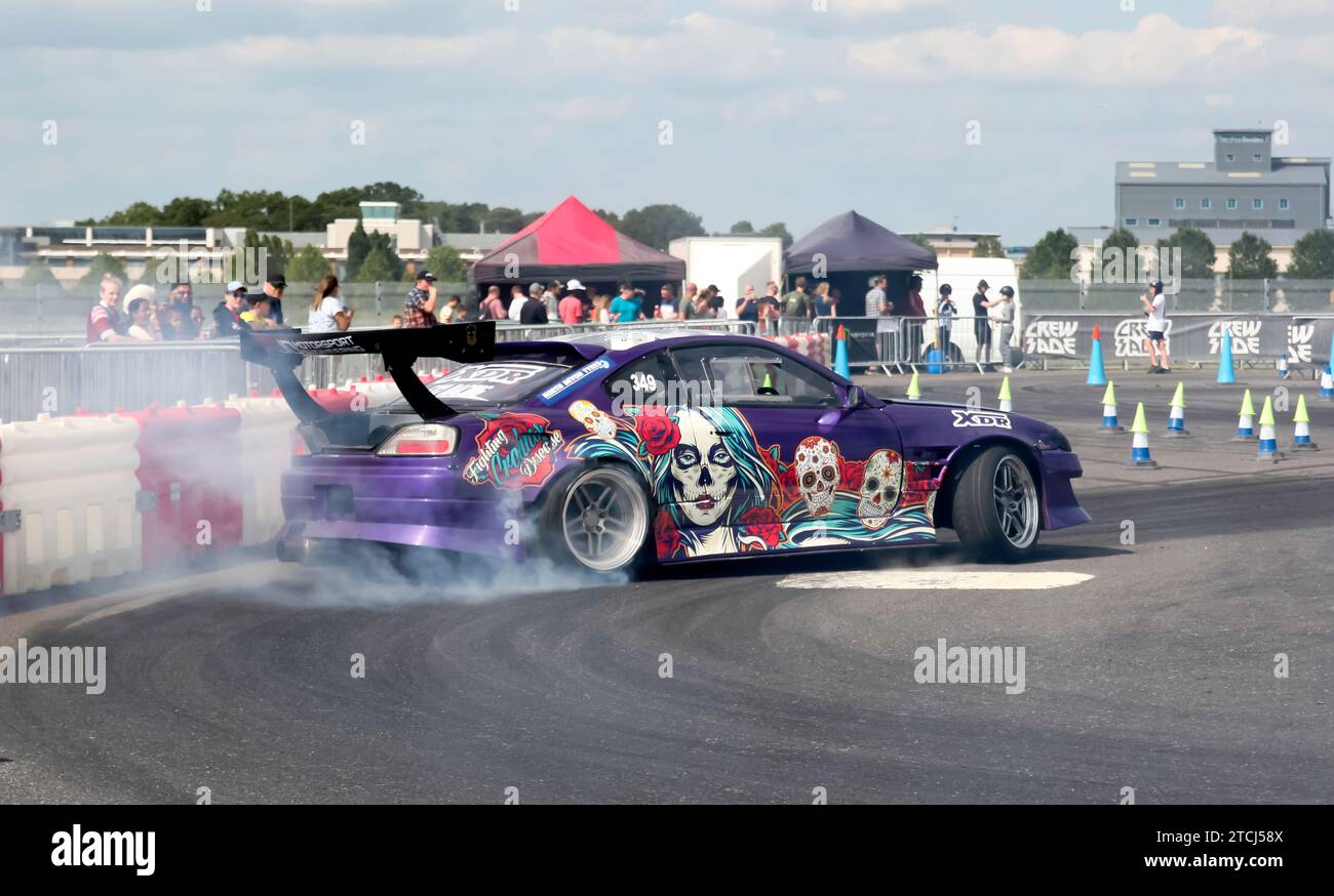 Colt Harve's Nissan s15 rb25 Drifting display at the 2023 British Motor ...