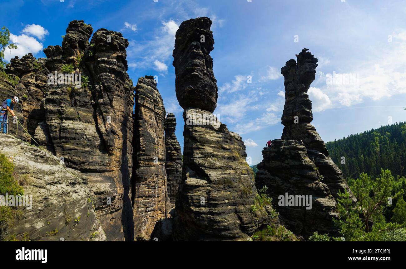 Hercules Columns in the Biela Valley in Saxon Switzerland Stock Photo ...