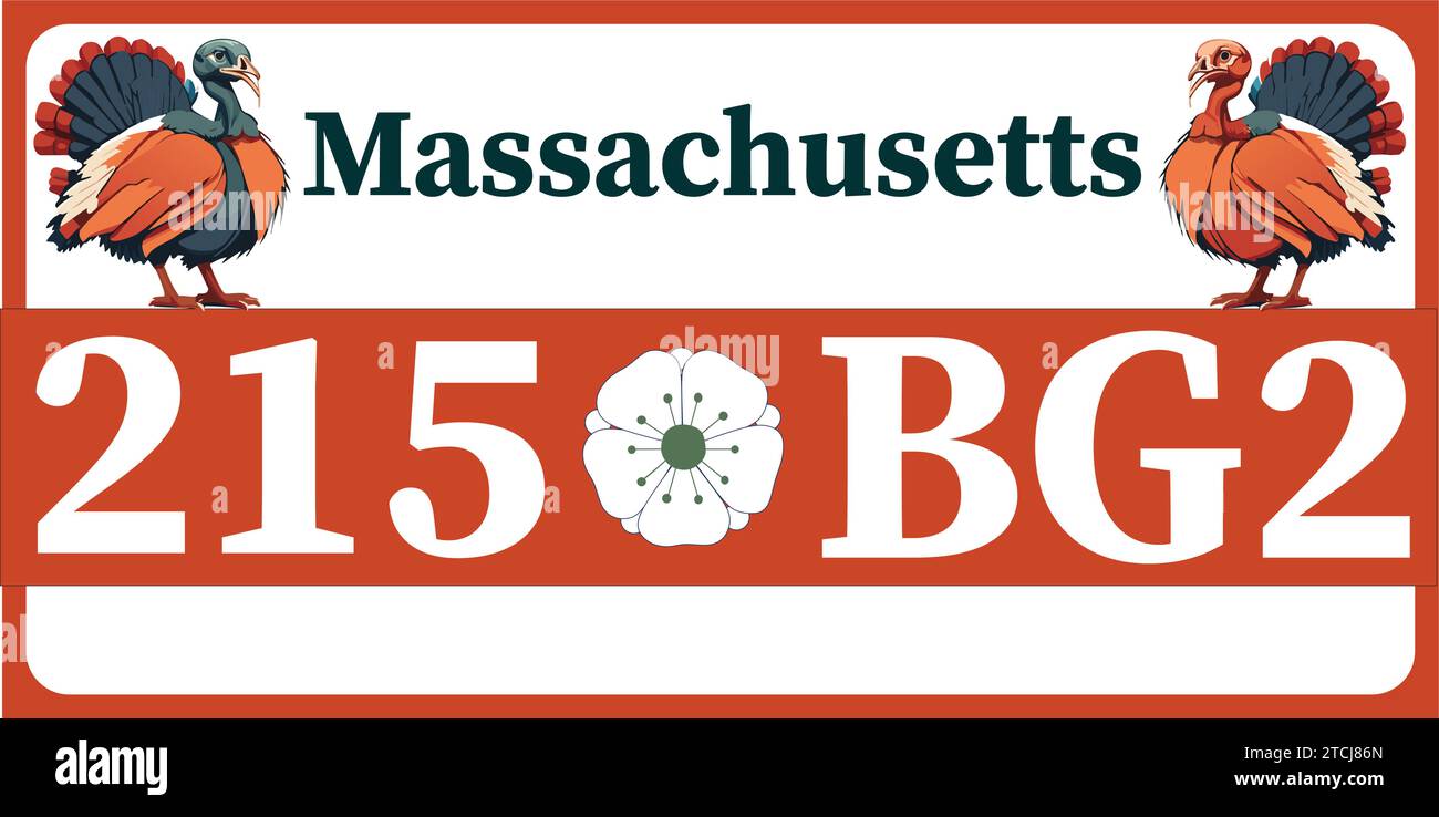Vehicle license plates marking in Massachusetts in United States of ...