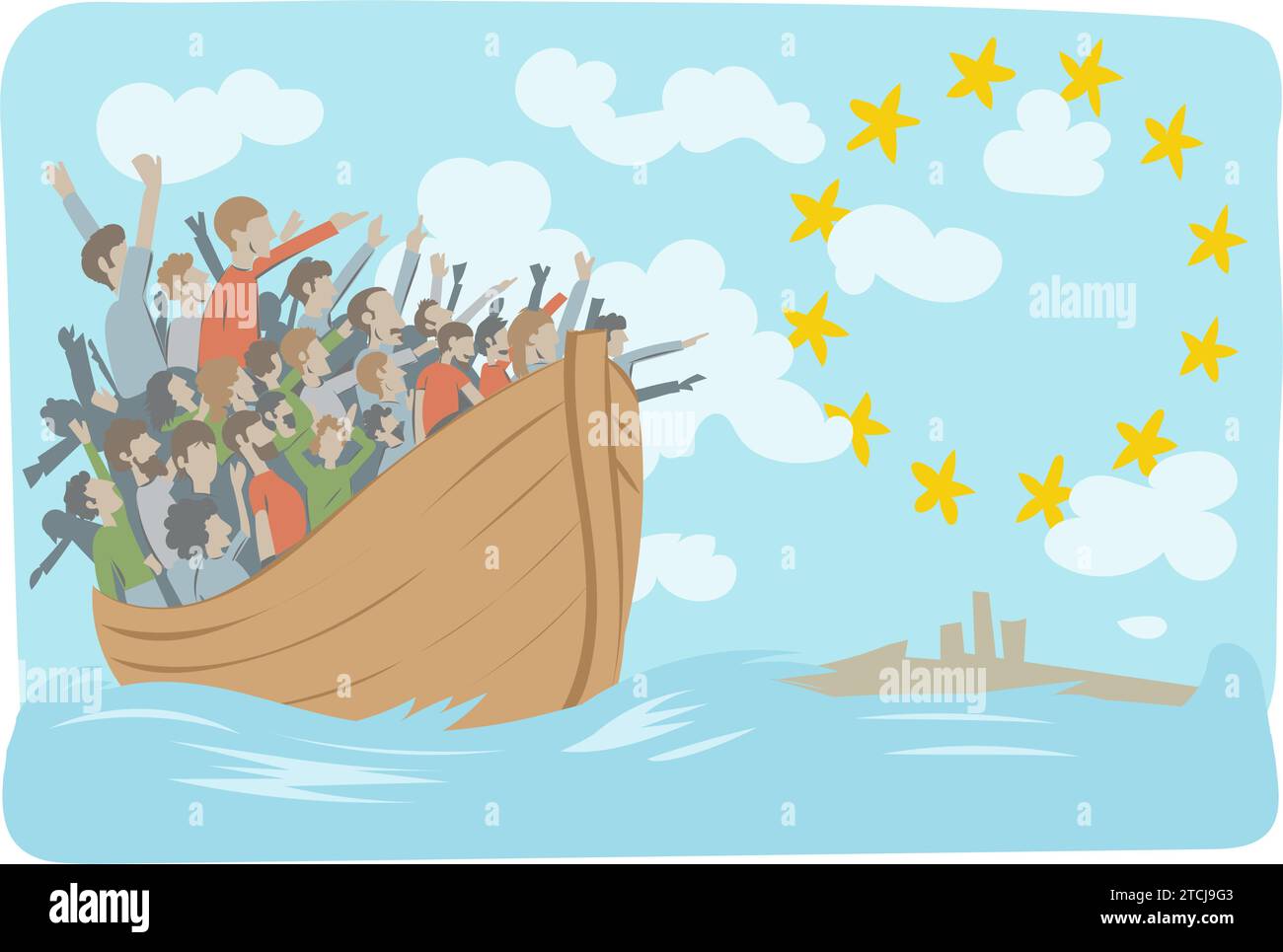 Refugees migration in the boat from Africa to Europe, Asylum Seeker ...